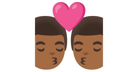 👨🏾‍ ️‍💋‍👨🏾 Beso Hombre Hombre Tono De Piel Oscuro Medio Emoji