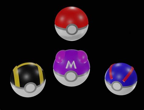 Pokemon Pokeball Bundle 3d Model Stl File Etsy