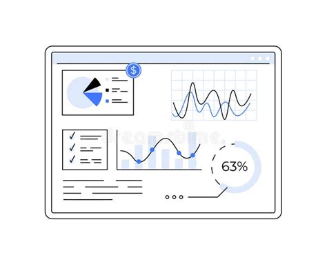 Data Dashboard Showing Financial Metrics Graphs Pie Chart And Checklist In Blue And White