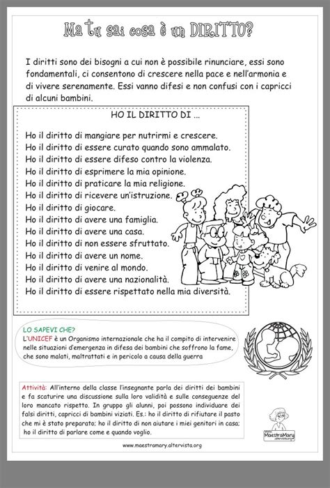 Scheda Sui Diritti Dei Bambini Per La Scuola Primaria Da Stampare Gratis Artofit