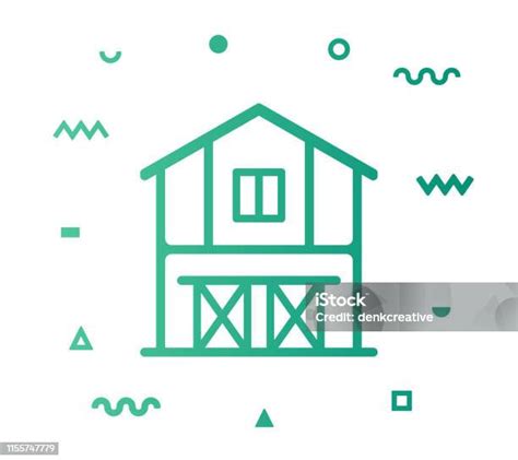 穀倉線式圖示設計向量圖形及更多農場圖片 農場 乳牛場 乾草 Istock