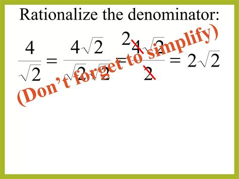 Rationalizing The Denominator Of A Radical Expression Pdf