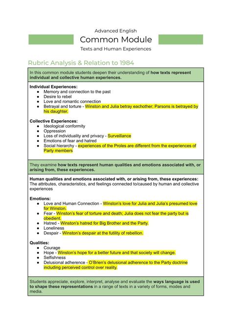 1984 common module full notes english advanced year 12 hsc