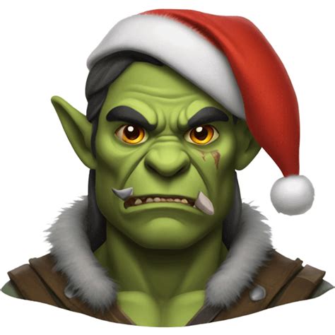 Fierce Orc Ranger Wearing Santa Hat Emoji Ai Emoji Generator