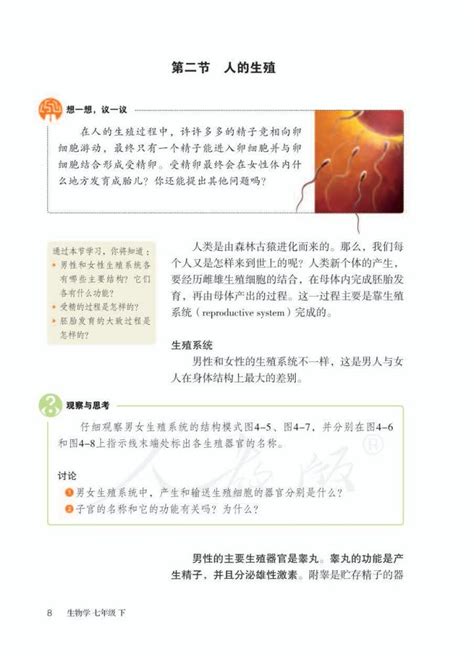 第一章 人的由来2012年审定人教版七年级生物下册（高清）中学课本网