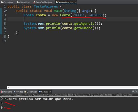 Rejeitar Conta Com Número Negativo Com Construtor Java Oo