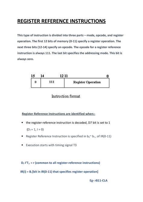 Register Reference Instructions Register Reference Instructions This Type Of Instruction Is