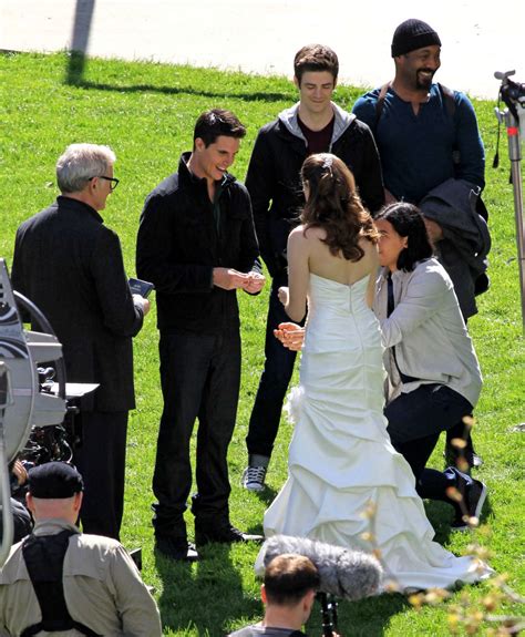 Danielle Panabaker In Wedding Dress On The Set Of The Flash In