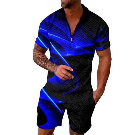 Fimkaul Mens Summer 2 Piece Outfits Short Sets 3d Suit Shorts Beach