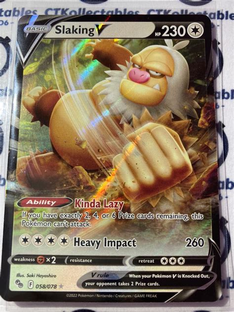 Slaking V Card 058078 2022 Sword And Shield Pokemon Go Pokemon Card
