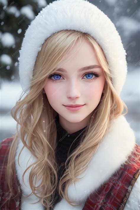 Premium Photo A Girl With Blue Eyes And A Hat