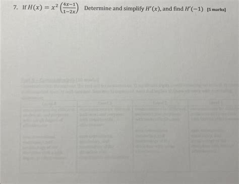 solved 7 if h x x2 1−2x4x−1 determine and simplify h′ x