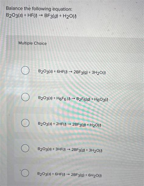 Solved Balance The Following Equation