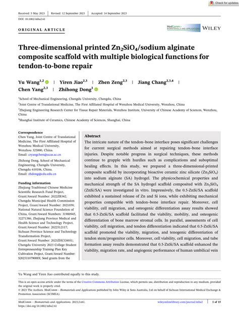Pdf Three Dimensional Printed Zn 2 Sio 4 Sodium Alginate Composite