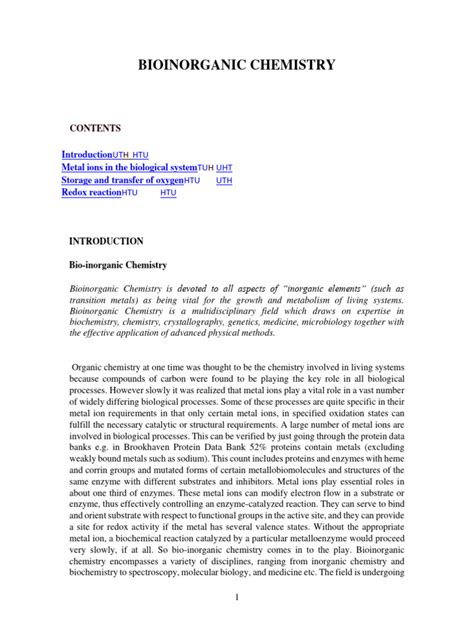 Bioinorganic Chemistry Pdf Chromium Bioinorganic Chemistry