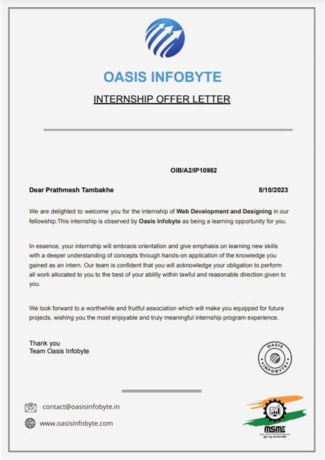 Prathmesh Tambakhe On Linkedin Connections Oasisinfobyte Internship