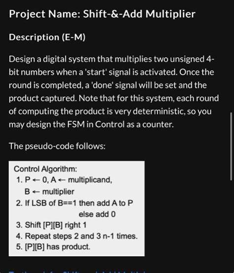 Solved Project Name Shift And Add Multiplier Description