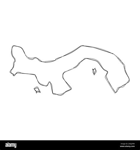 Panama Country Simplified Mapthin Triple Pencil Sketch Outline