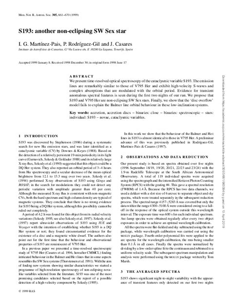 Pdf S193 Another Non Eclipsing Sw Sex Star Jorge Casares