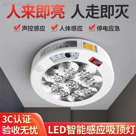 爆品 大促 Led應急吸頂燈人體感應聲光控紅外線消防帶應急聲控燈樓道走廊燈 蝦皮購物