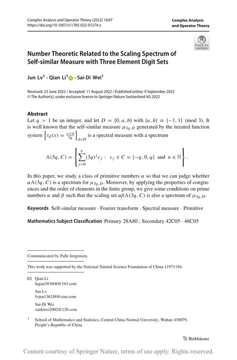 Number Theoretic Related To The Scaling Spectrum Of Self Similar Measure With Three Element