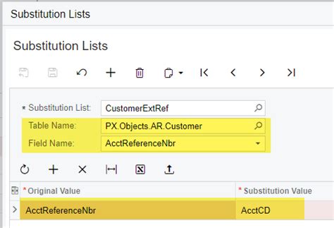 Substitution List Using Acumatica Table And Field Community