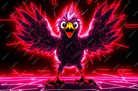 Premium Ai Image Cartoon Neon Anime Freaking Out Chicken Outline