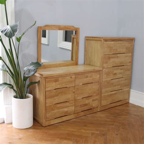 러버 고무나무 원목 5단 와이드 서랍장