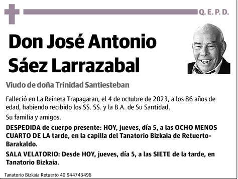 Jose Antonio Sáez Larrazabal Esquela El Correo