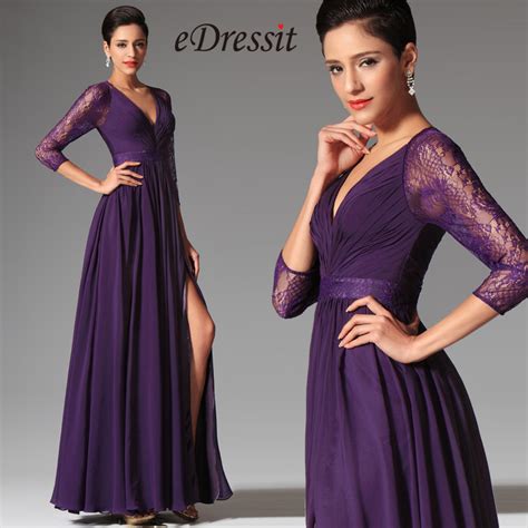 Edressit Purple V Cut Evening Dress Mother Of The Bride Dress 26149606