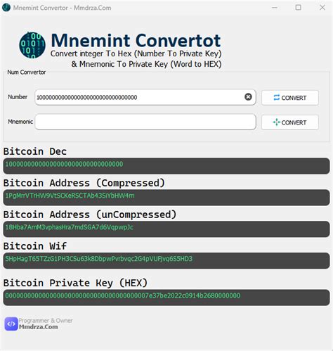 Mnemint 1 [mnemonic And Integer Convertor] Private Key Bitcoin