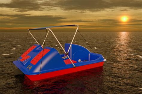 Premium Photo Paddle Boat In Sea At Sunset 3d Rendering
