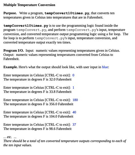 Solved Multiple Temperature Conversion Purpose Write A Chegg