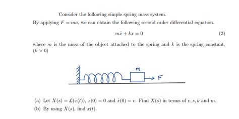 Solved Consider The Following Simple Spring Mass System By Chegg