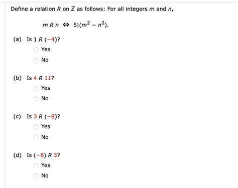 Solved Define A Relation R On Z As Follows For All Integers