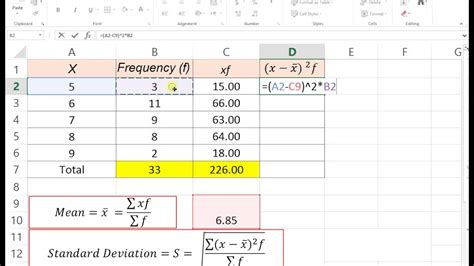 Standard Deviation Frequency Table YouTube
