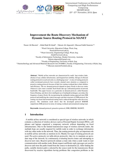 PDF Improvement The Route Discovery Mechanism Of Dynamic Source Routing Protocol In MANET