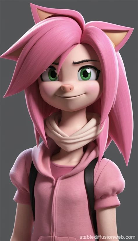 Amy Rose In Realistic Anime Style Stable Diffusion Online