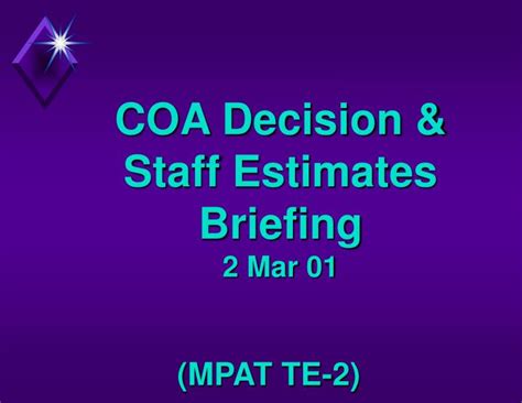 Ppt Coa Decision And Staff Estimates Briefing 2 Mar 01 Powerpoint