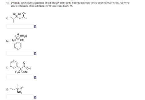Solved 4 11 Determine The Absolute Configuration Of Each Chegg Com