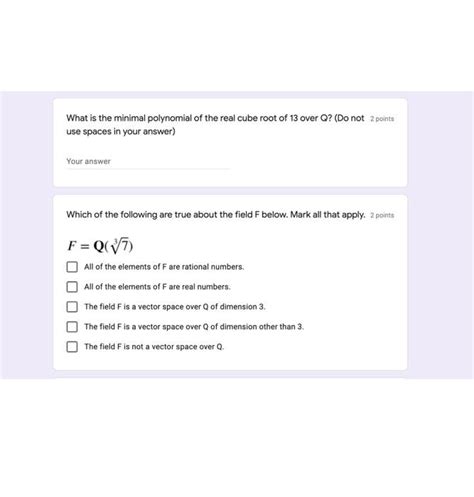 Solved What Is The Minimal Polynomial Of The Real Cube Root