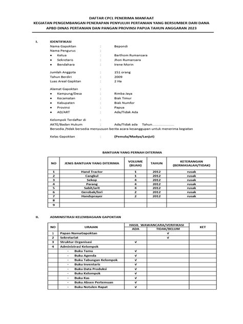 Daftar Cpcl Penerima Manfaat Pdf