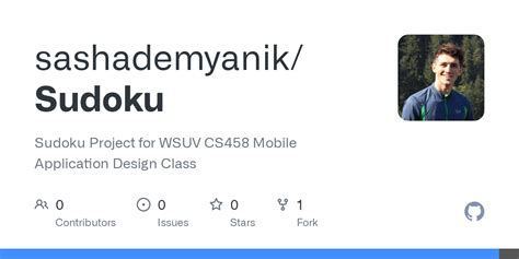 Github Sashademyaniksudoku Sudoku Project For Wsuv Cs458 Mobile Application Design Class