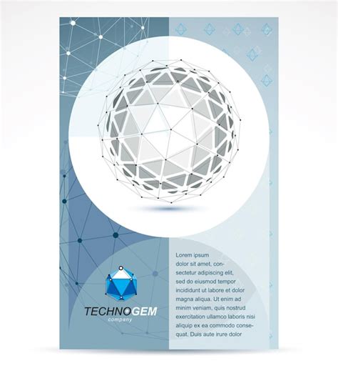 Premium Vector New Technology Theme Booklet Cover Design Front Page Abstract Geometric 3d