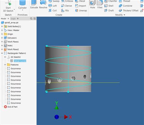Solved Spiral Holes In A Cylinder Autodesk Community