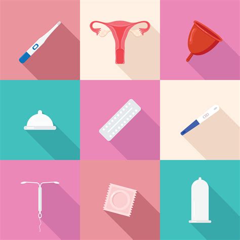 Um Conjunto De ícones Planos Sobre O Tema Da Saúde Reprodutiva Feminina
