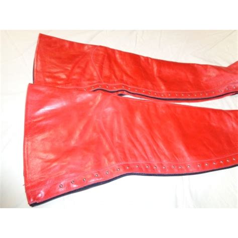 Gianrico Mori Thigh Boots Red Leather Full Zip With Studs At The Back