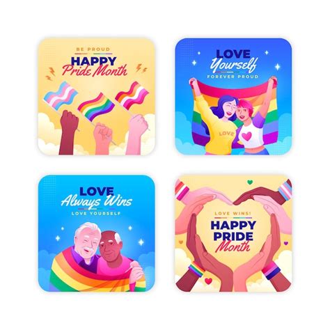 프라이드 월 축하를 위한 라벨 컬렉션 무료 벡터