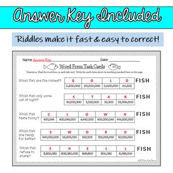 Place Value Task Cards Match Word Form To Standard Form Riddles By Julia Davis