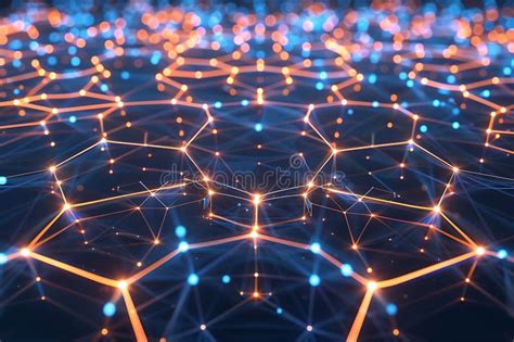 Abstract Network Connections Digital Nodes Global Data Bright Lights Stock Illustration